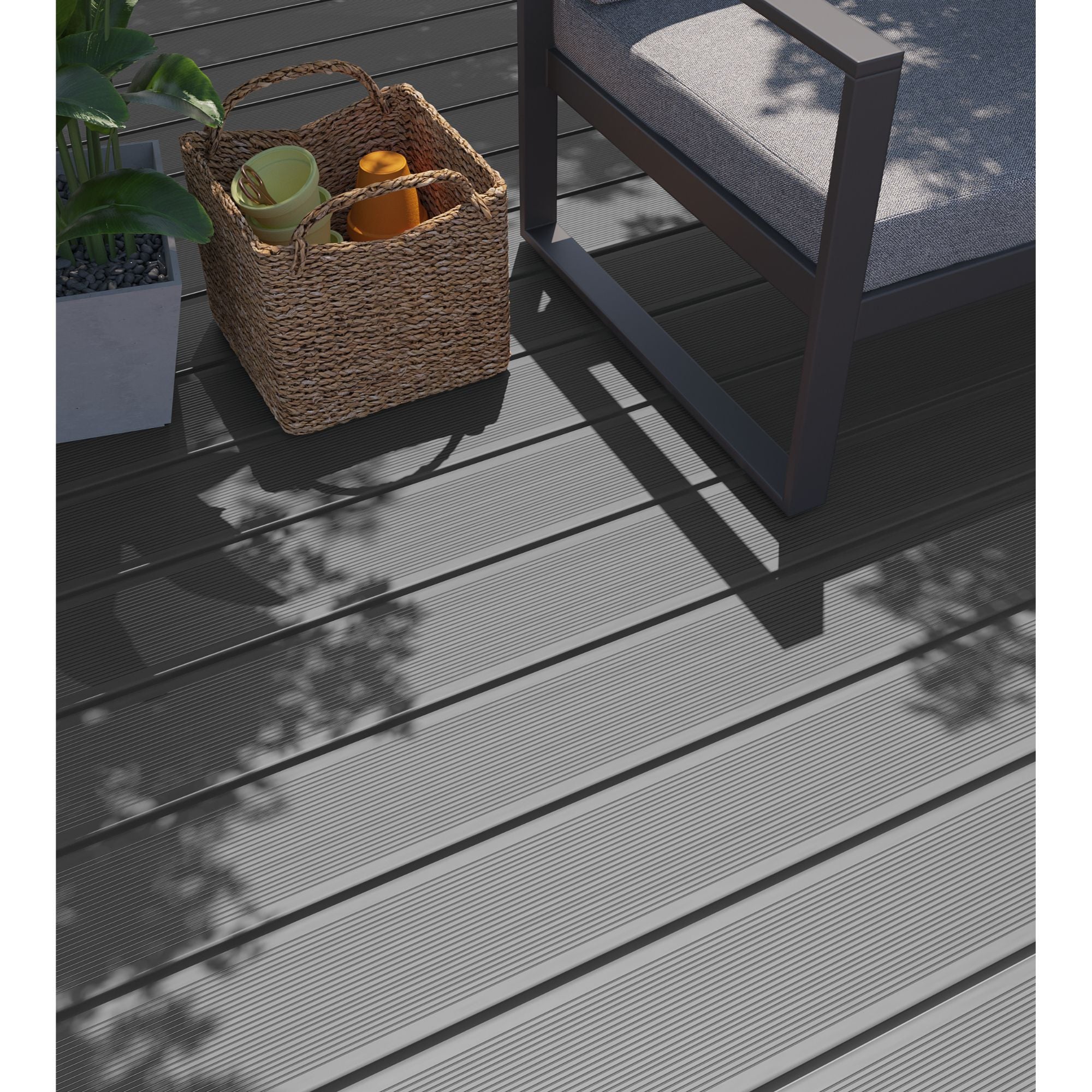 Dusumea terasa din WPC, Rio, 2200 x 110 x 20 mm, gri antracit