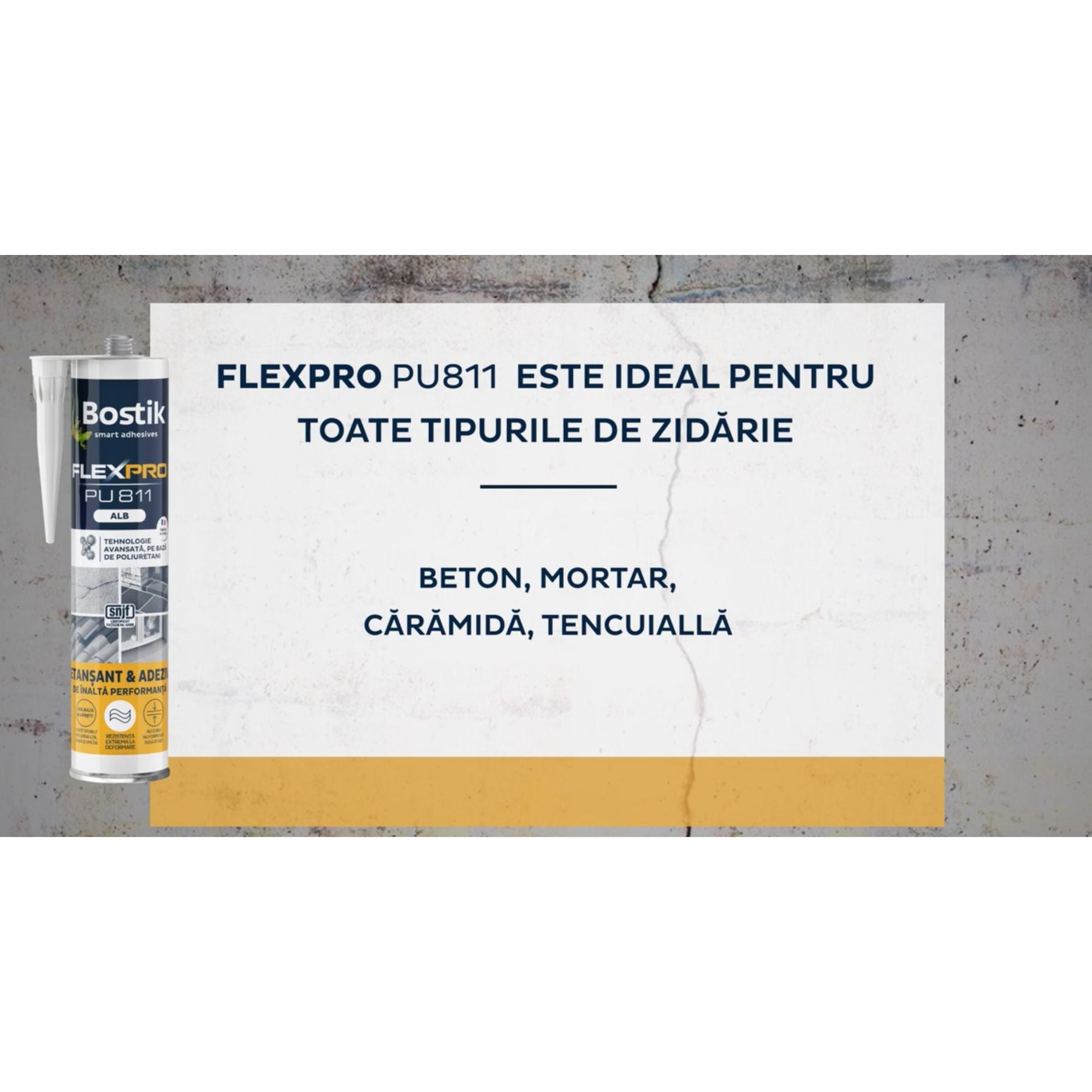 Adeziv si etansant Bostik PU 811 FlexPro, de asamblare si montaj, 300 ...