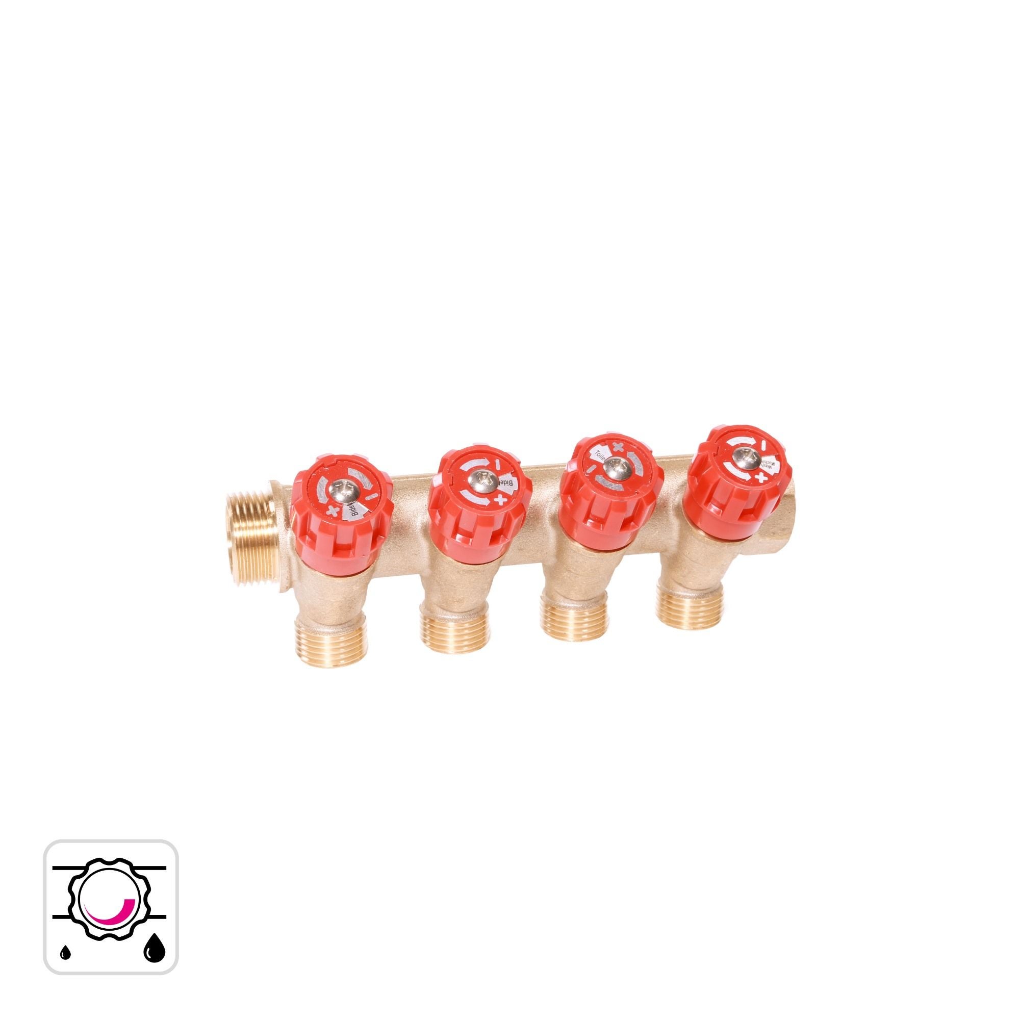 Distribuitor cu robineti 3/4' filet interior-exterior, 4 cai 1/2' filet ...