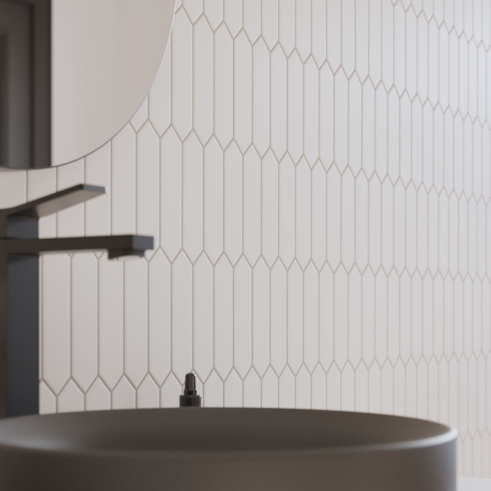 Mozaic din ceramica 26.6 x 28.4 cm, Artens Orom, alb, mat