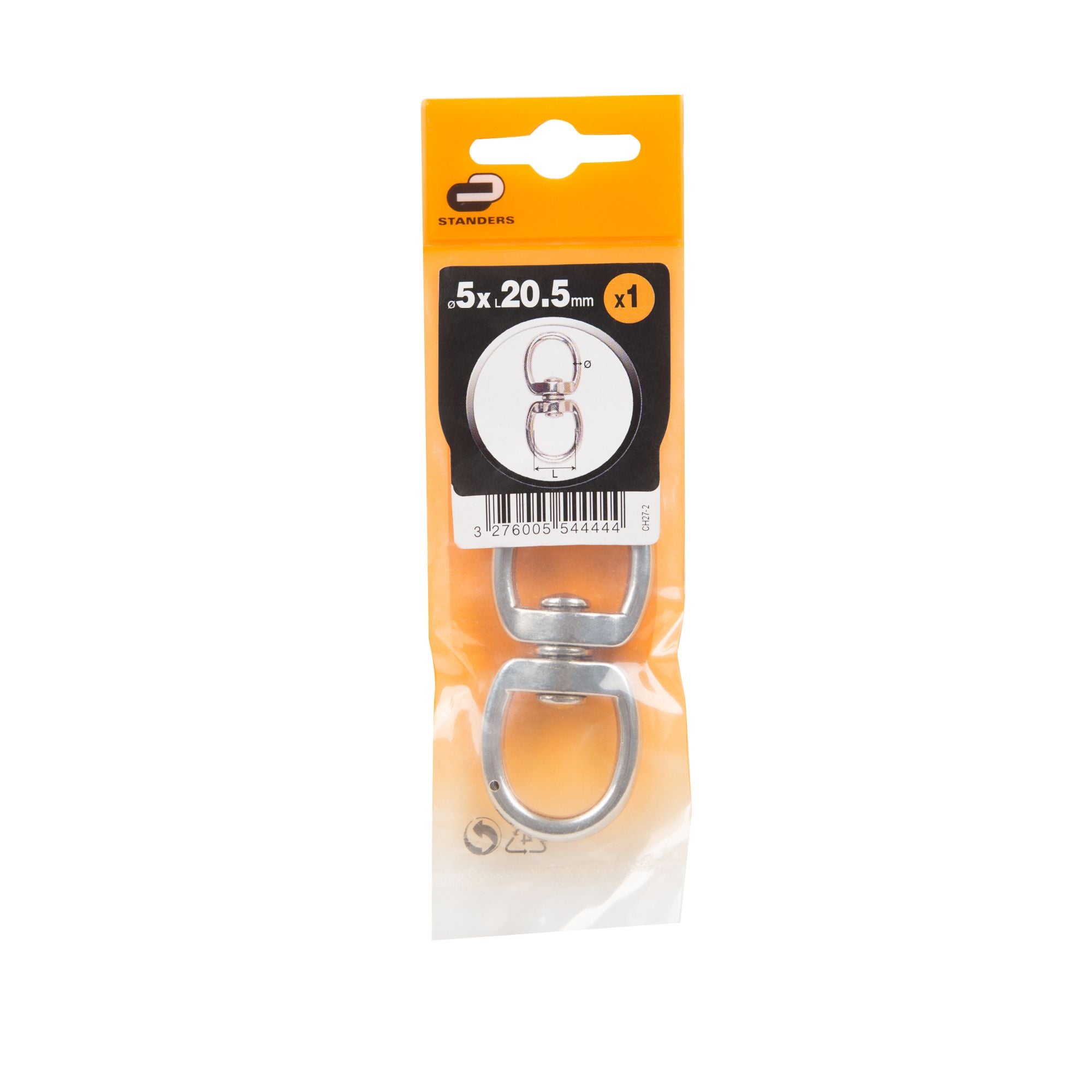 Inel dublu Standers, zamac nichelat, 5 x 20.5 mm