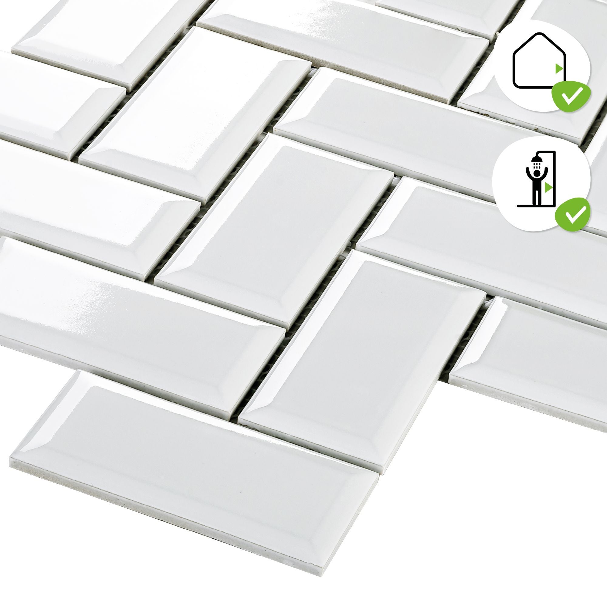Mozaic din ceramica 27.4 x 27.9 cm, Artens Metro Chevron, alb