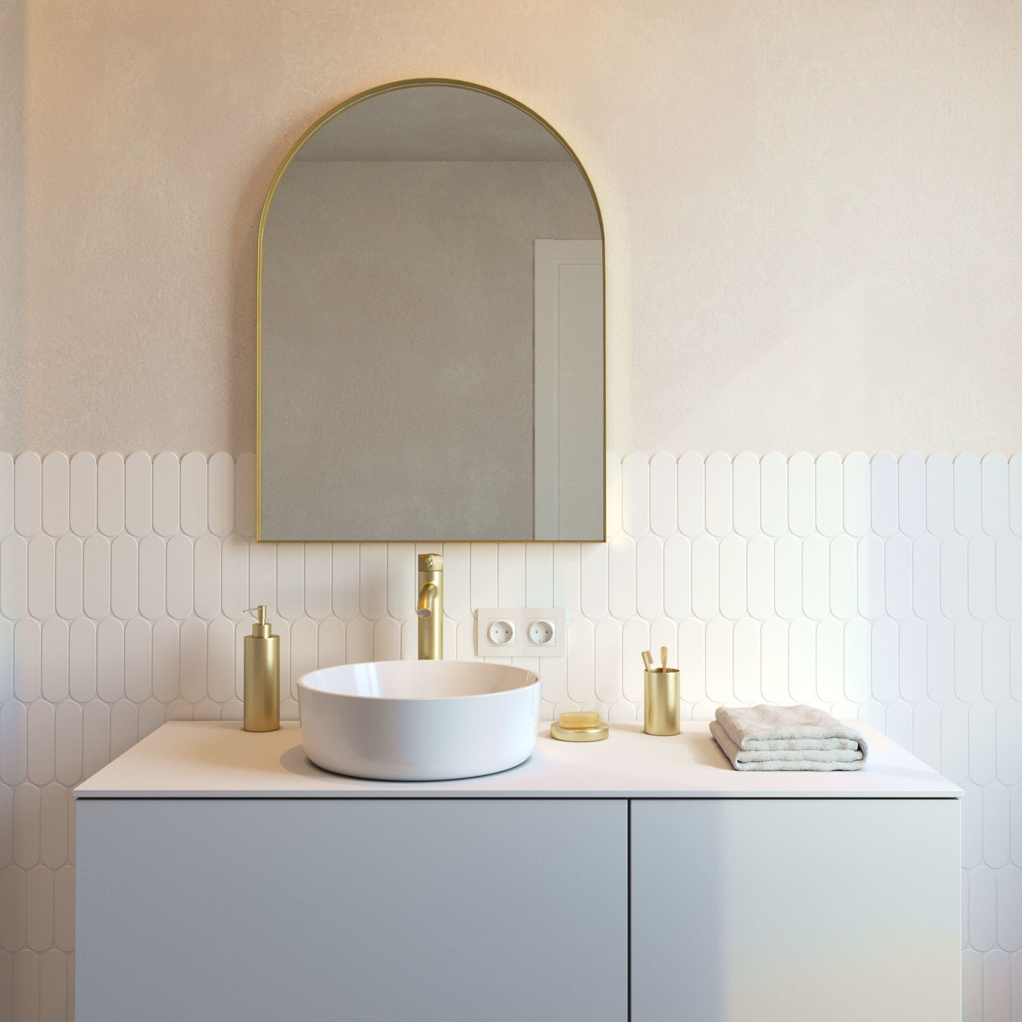 Mozaic din ceramica 27.3 x 29 cm, Artens Gellule, alb, mat