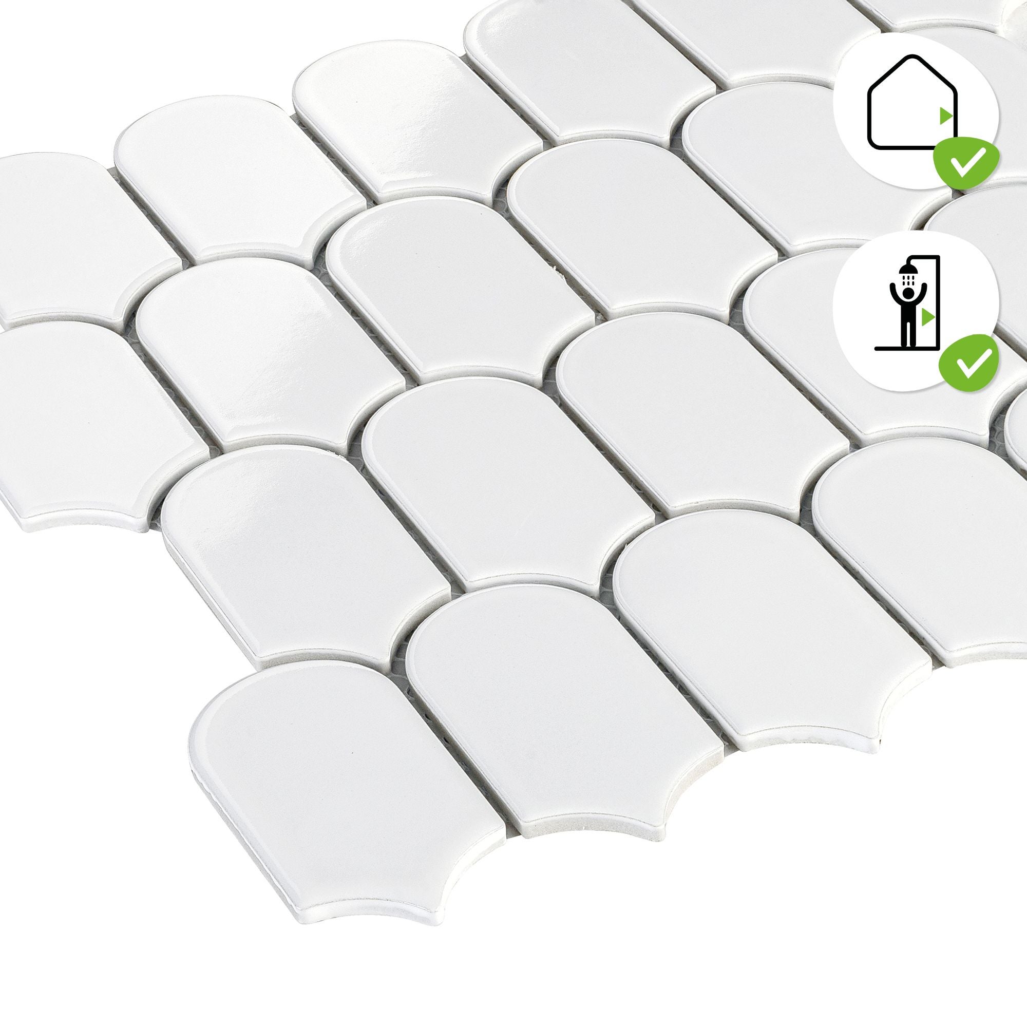 Mozaic din ceramica 28.5 x 29.75 cm, Artens Seashell, alb