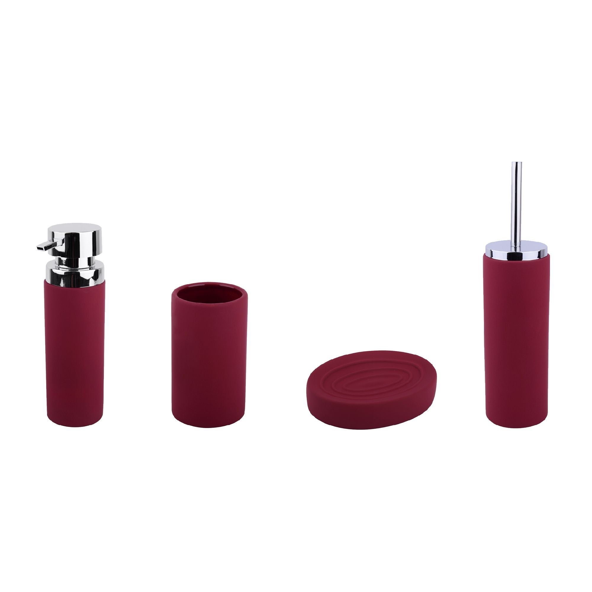 Perie WC Sensea Barney, din ceramica, rosu