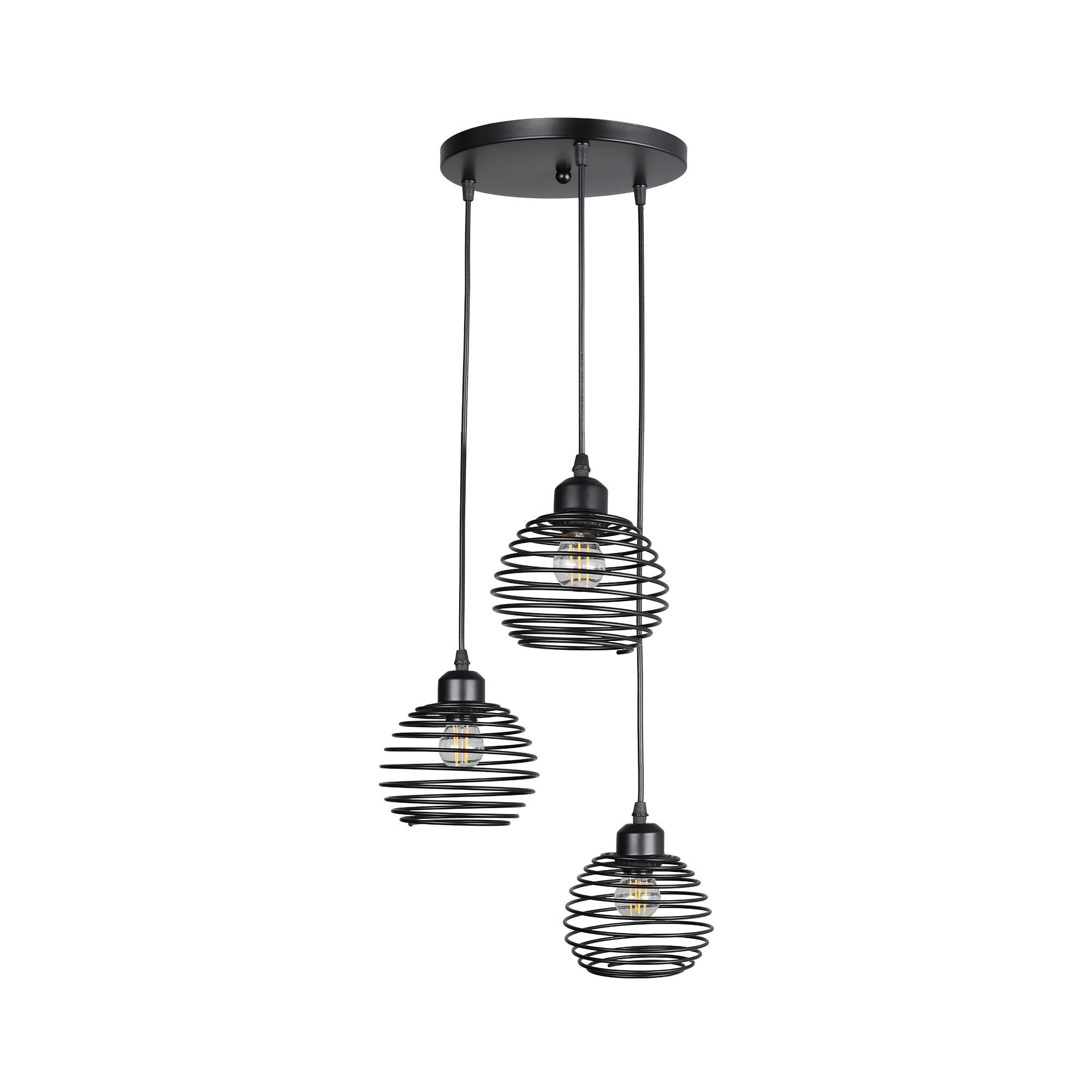 Pendul Great, 3 x E27, rotund, negru, metal