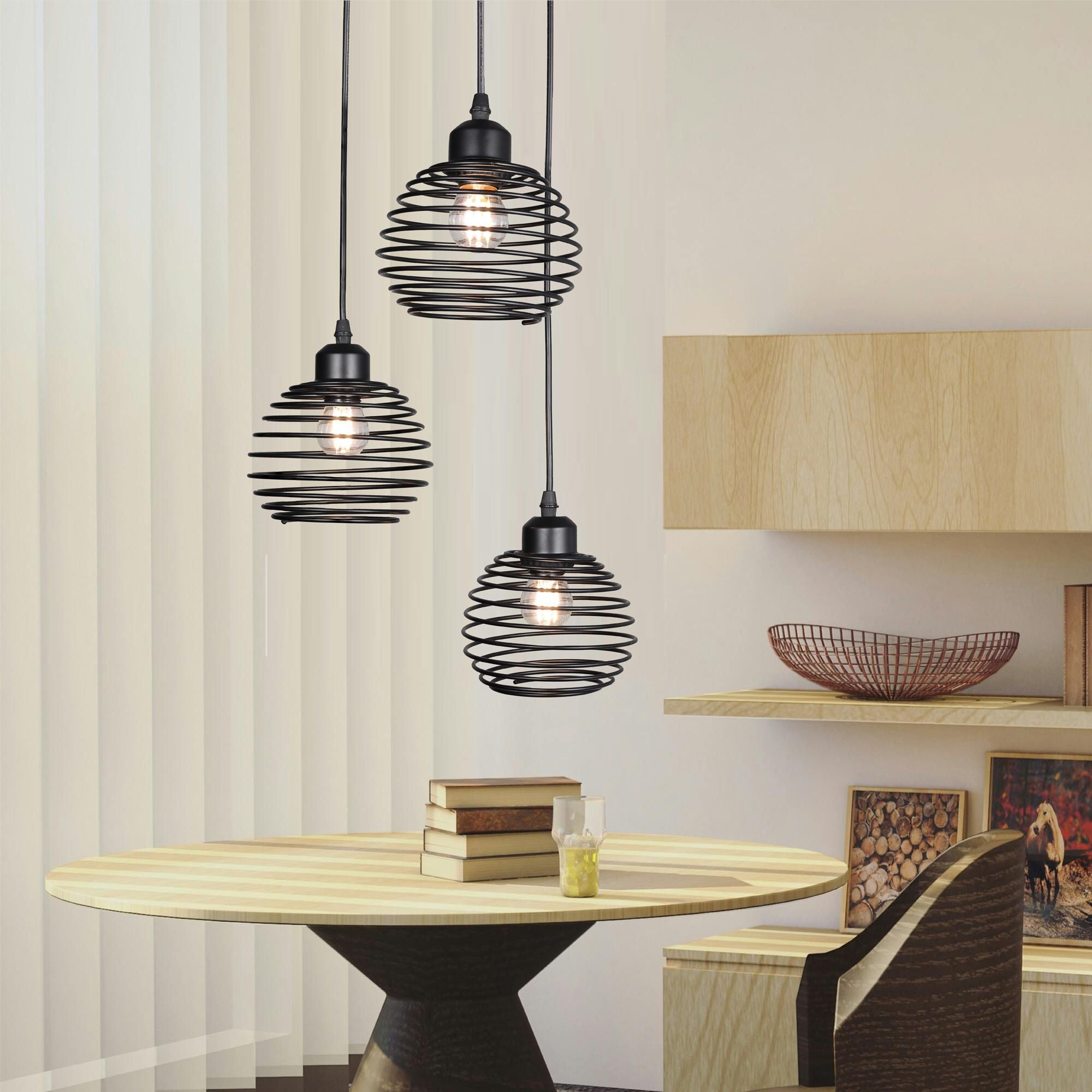 Pendul Great, 3 x E27, rotund, negru, metal