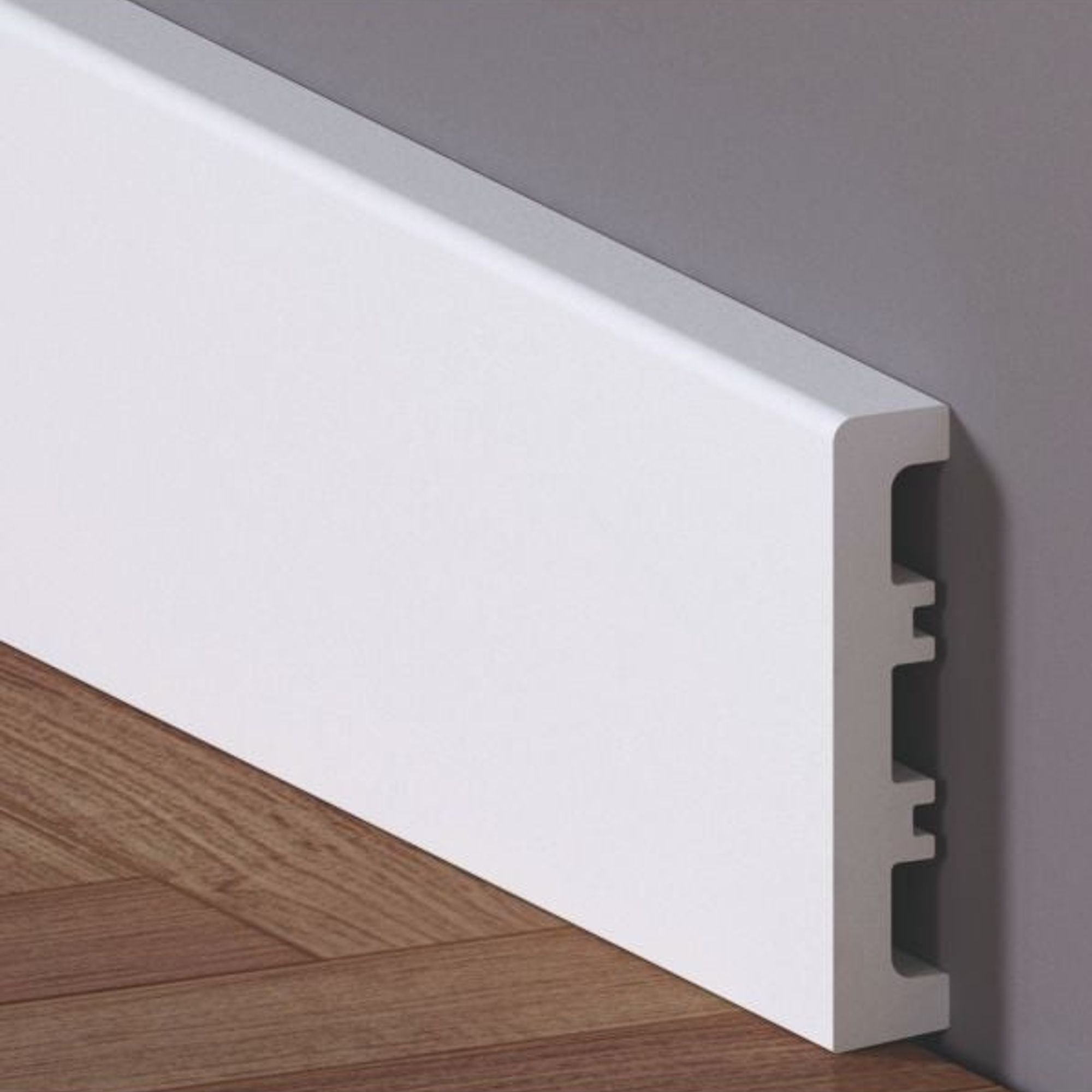 Plinta din polimer dur, 2.200 x 80 mm, Apatit, alb