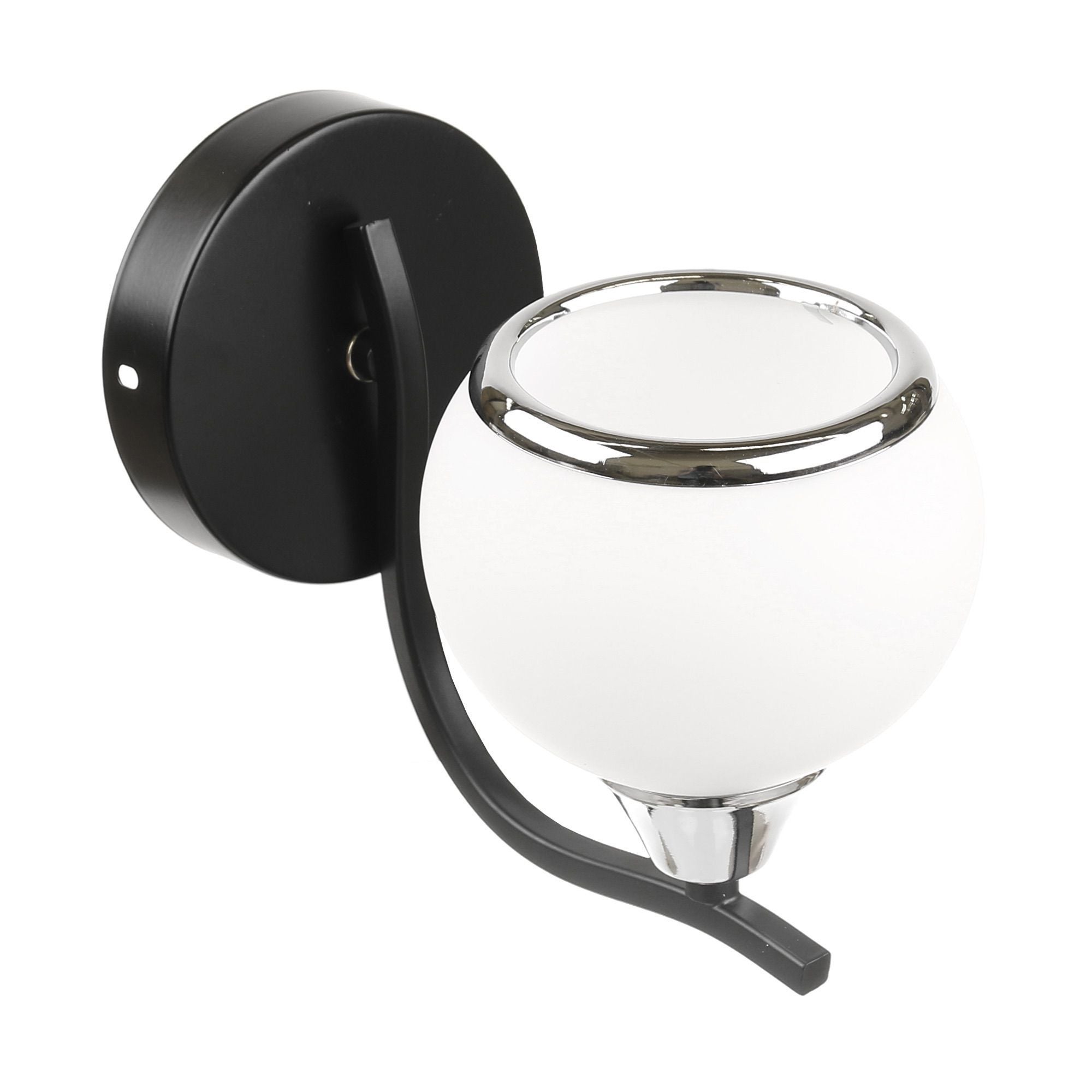 Aplica cu tija 1 x E27, metal si sticla, neagra