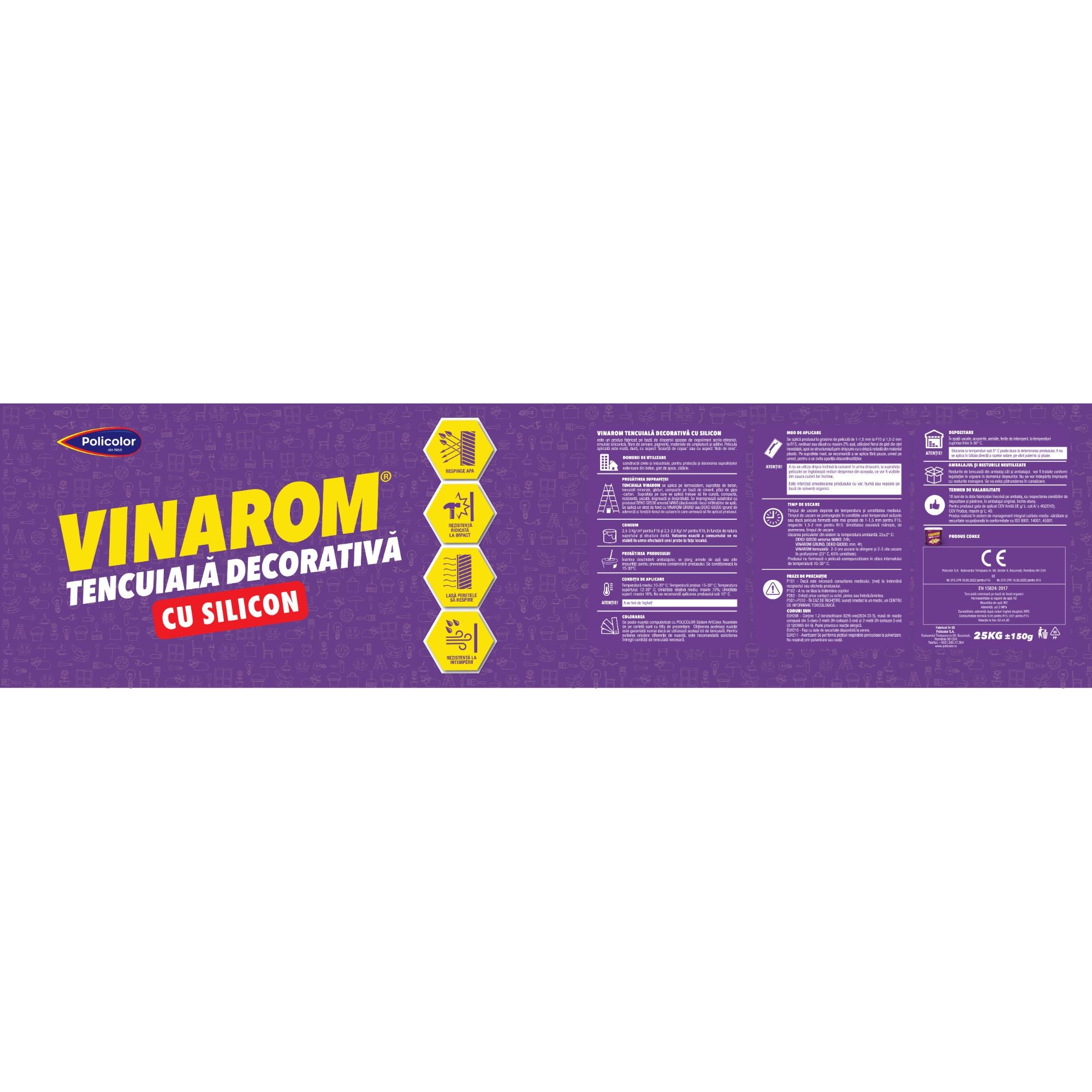 Tencuiala decorativa structurata Vinarom, gri sablat, 1.5-2 mm, aspect ...