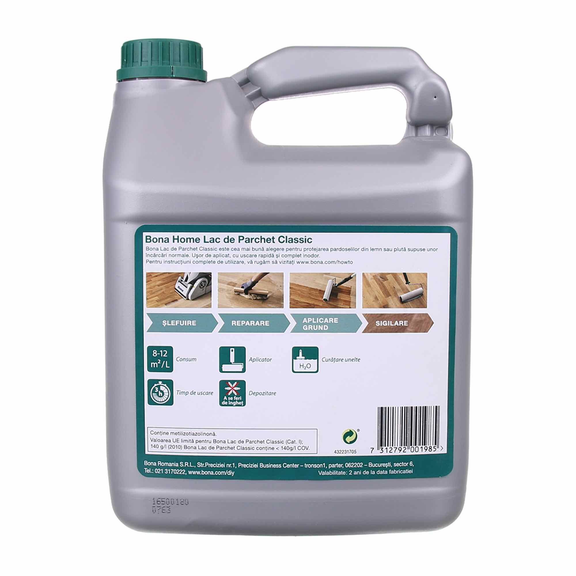 Lac parchet masiv si stratificat netratat Bona Home, 4 L