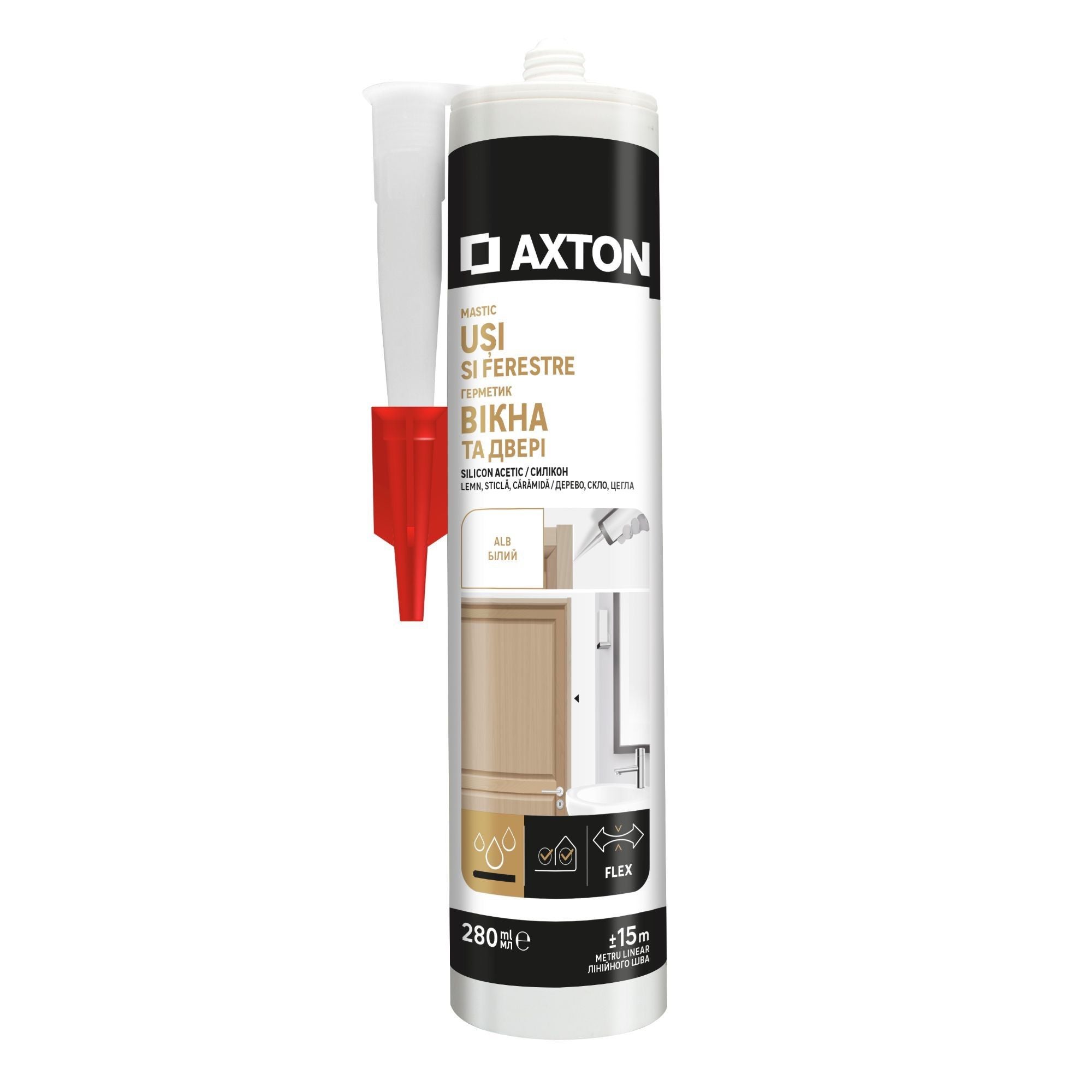 Mastic Axton, pentru universal, alb, 280 ml