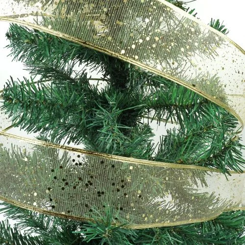 Panglica decorativa, tip plasa, textil, latime 6.3 cm, lungime 2.7 m, auriu