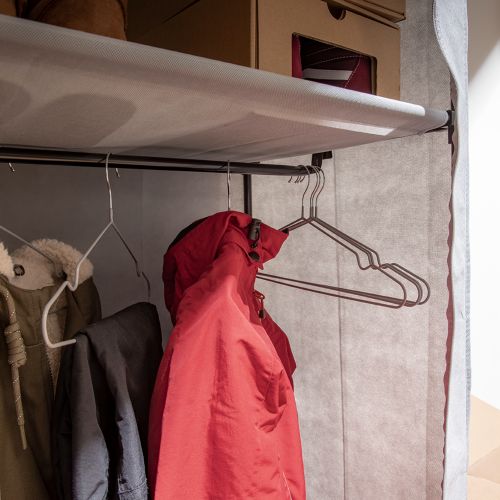 Dulap haine din panza, 75 x 45 x 160 cm, gri