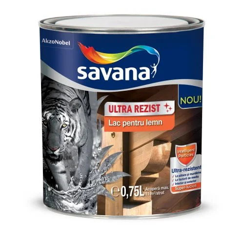Lac protector lemn Savana Ultra Rezist, alchidic, lucios, cires, 0.75 L