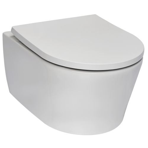 Vas WC Sensea Neo, suspendat, ceramic, evacuare orizontala, cu capac WC