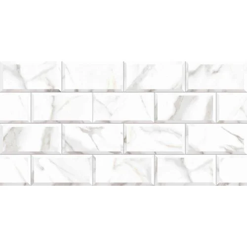 Faianta 30 x 60 cm, Lorinzo Brick, aspect marmura, alb, lucios