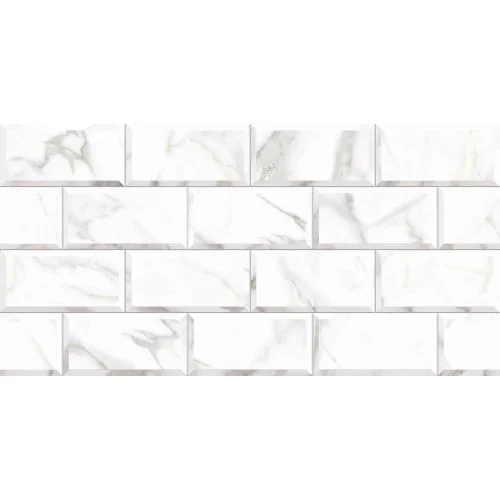 Faianta 30 x 60 cm, Lorinzo Brick, aspect marmura, alb, lucios
