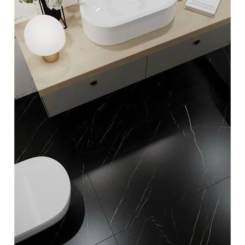 Gresie interior/exterior, 59.7 x 59.7 cm, Klaro, aspect marmura, negru ...