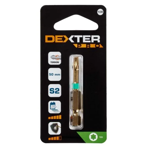 Bit torx S2 T20 Dexter, titan, 50 mm