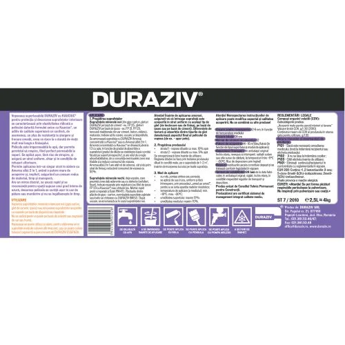 Vopsea lavabila alba Duraziv Kauciuc, de interior, 2.5 L, aspect mat