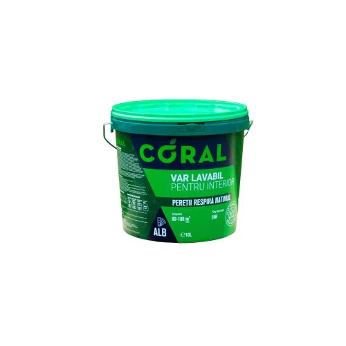 Var lavabil alb Coral, de interior, 10 L, aspect mat
