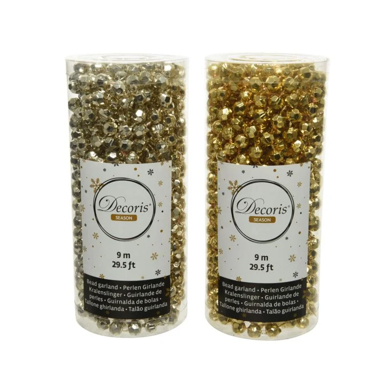 Margele pentru brad, 0.8 x 900 cm, plastic, aurii, diverse modele