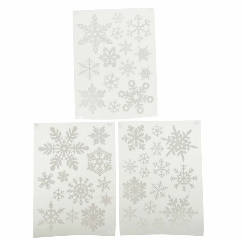 Sticker geam, model fulgi de zapada, PVC, 30 cm, alb