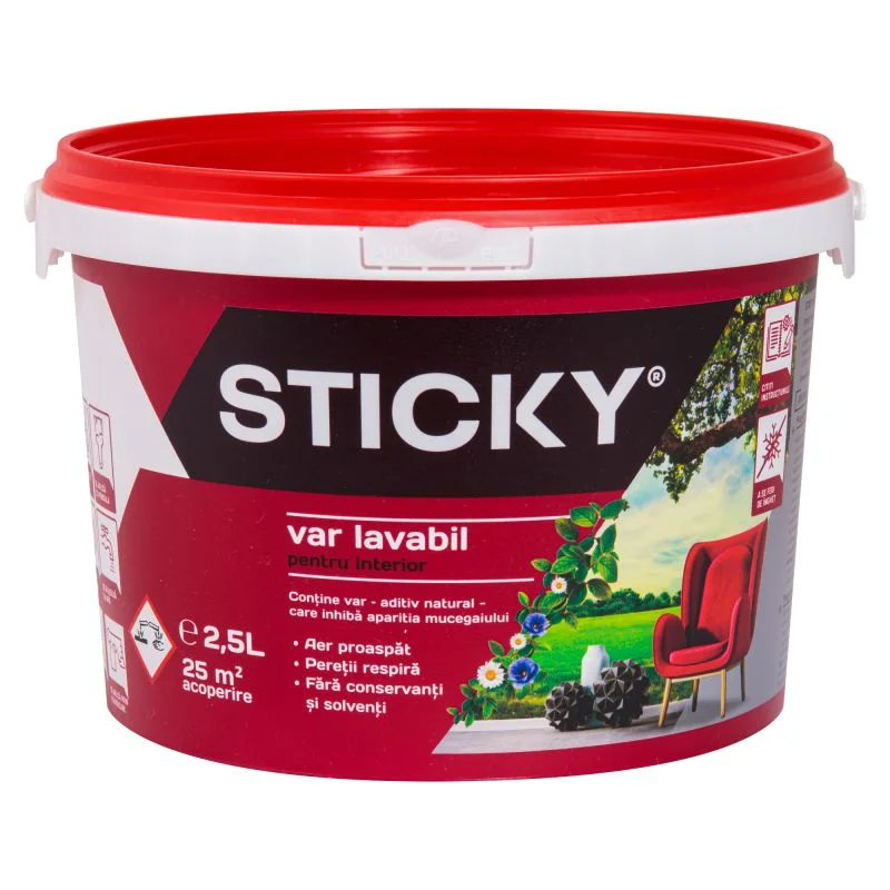 Var lavabil alb Sticky, 2.5 L