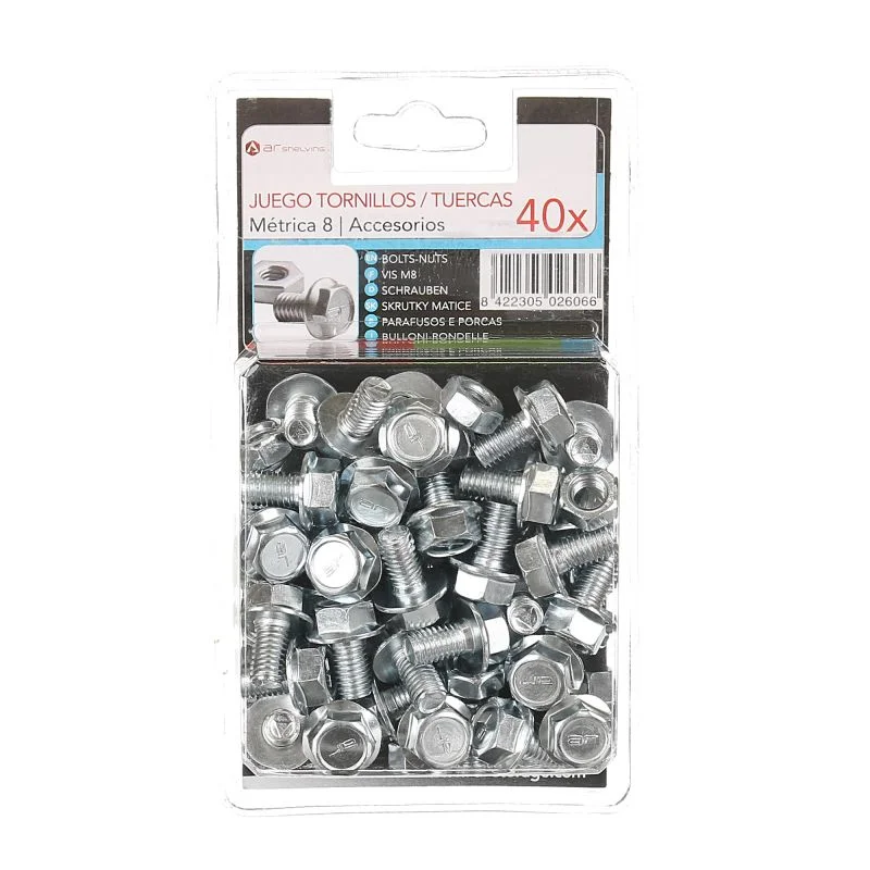 Set 40 suruburi si piulite, M8, hexagon