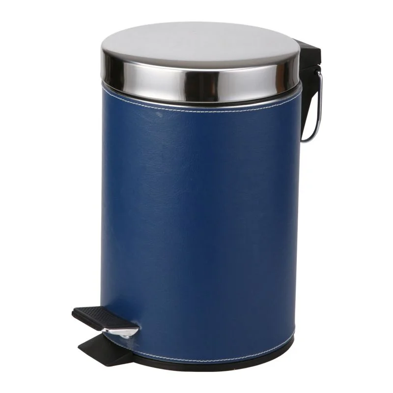 Cos gunoi 3L inox/imitatie piele albastru