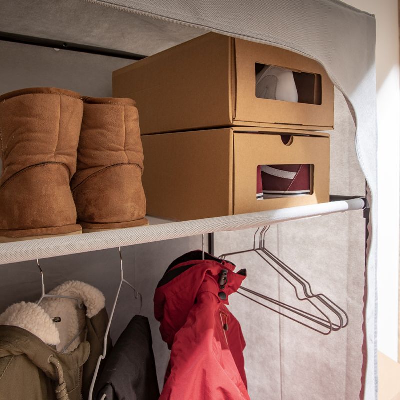 Dulap haine din panza, 75 x 45 x 160 cm, gri