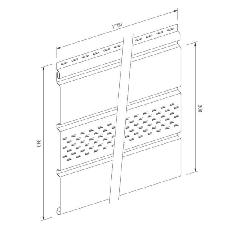 Lambriu PVC exterior, SV-07, tip sageac perforat, 7 x 300 x 2700 mm, alb