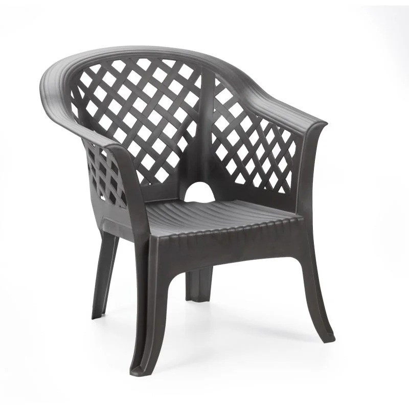 Scaun gradina Lario, cu brate, plastic, gri