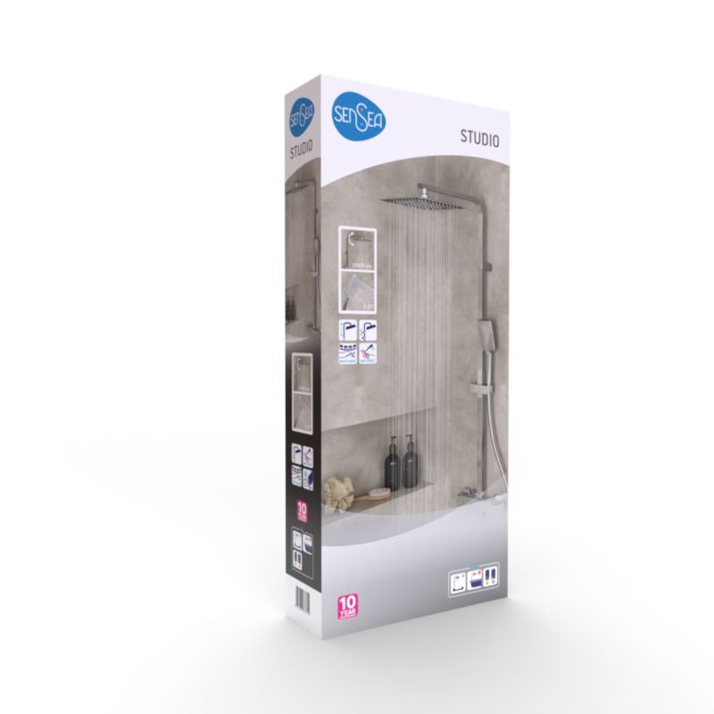 Sistem dus fix cu baterie termostatica Sensea Studio, 1 functie, cromat