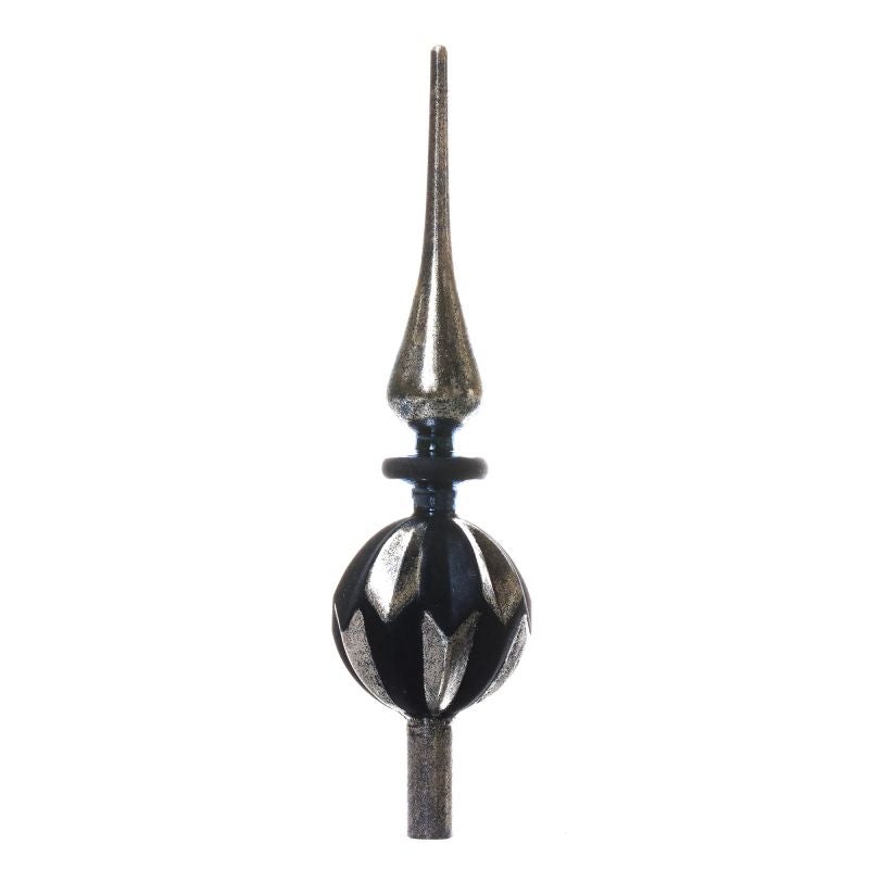 Varf de brad, cu catifea, sticla, inaltime 31 cm, argintiu