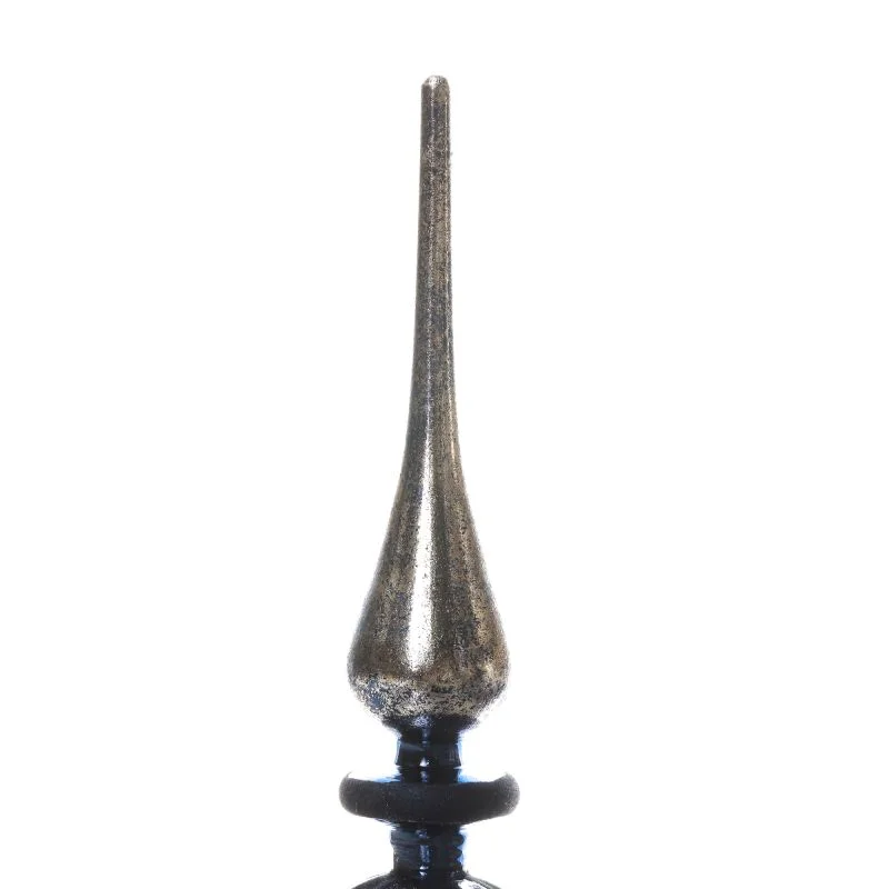 Varf de brad, cu catifea, sticla, inaltime 31 cm, argintiu