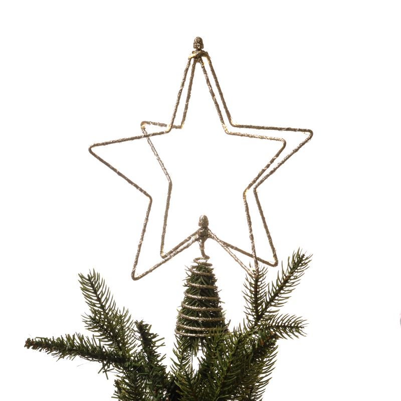 Varf de brad, model stea aurie, cu 20 LED-uri, inaltime 25 cm, lumina ...