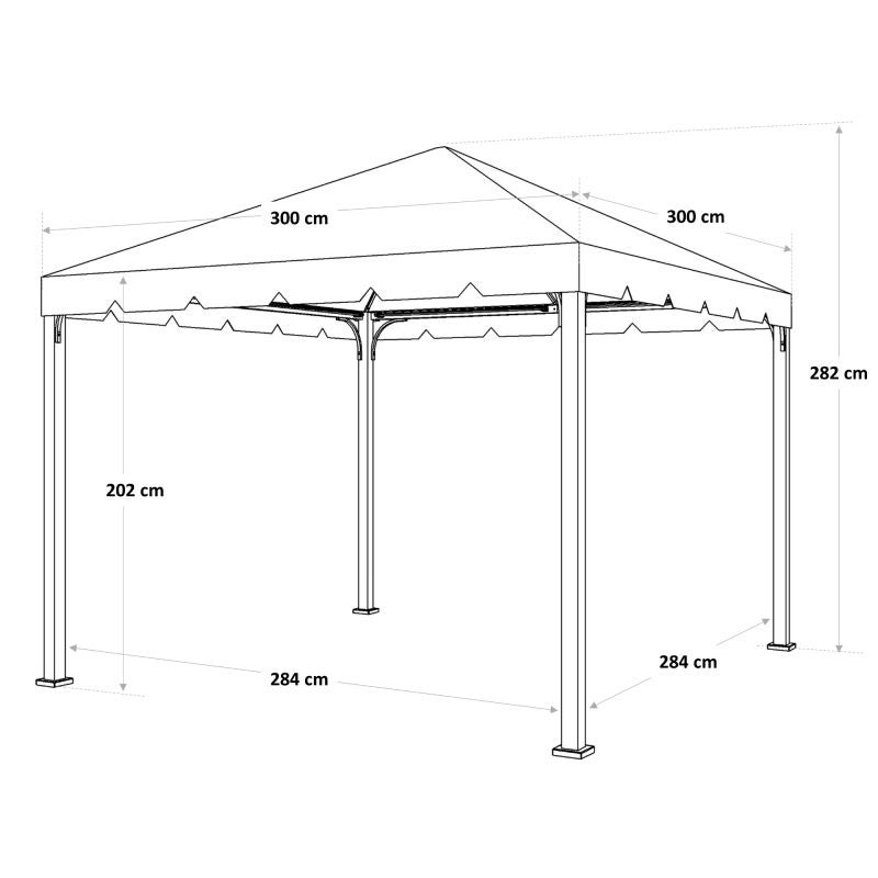 Pavilion gradina Naterial Ysis, aluminiu/otel/poliester, 299 x 299 cm ...
