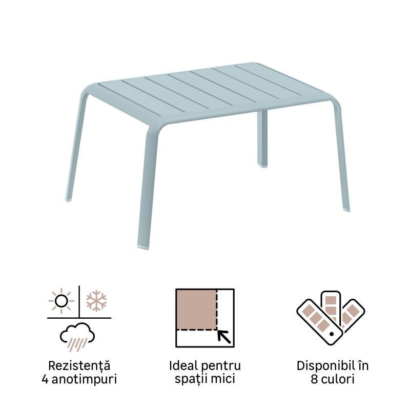 Masuta gradina Naterial Idaho, pentru 2 persoane, aluminiu, 59 x 41 x ...