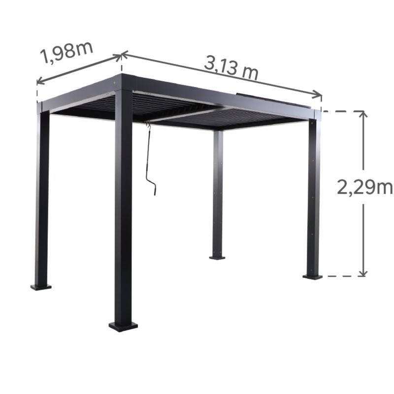 Pergola Naterial Clima, aluminiu, 313 x 198 cm, H 229 cm, gri antracit