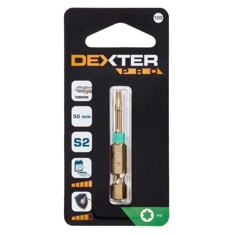 Bit torx S2 T10 Dexter, titan, 50 mm