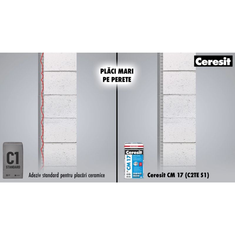 Adeziv super flexibil placari ceramice si piatra naturala, interior/exterior, Ceresit CM17, gri ...
