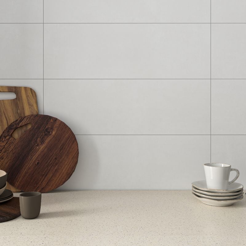 Faianta 25 x 75 cm, Artens Apply, aspect ciment/beton, alb, mat