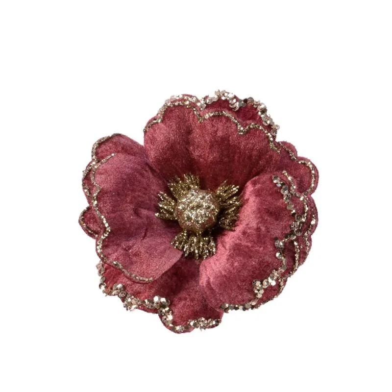 Floare artificiala, cu clips, poliester, Ø 14 cm, mov