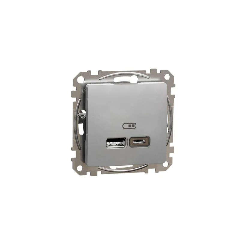 Priza USB Sedna Design, clasica, IP20, aluminiu