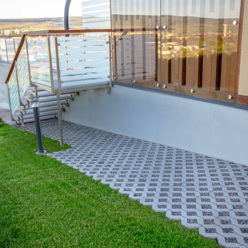 Pavaj beton, forma de grila, 400 x 400 x 80 mm, gri ciment