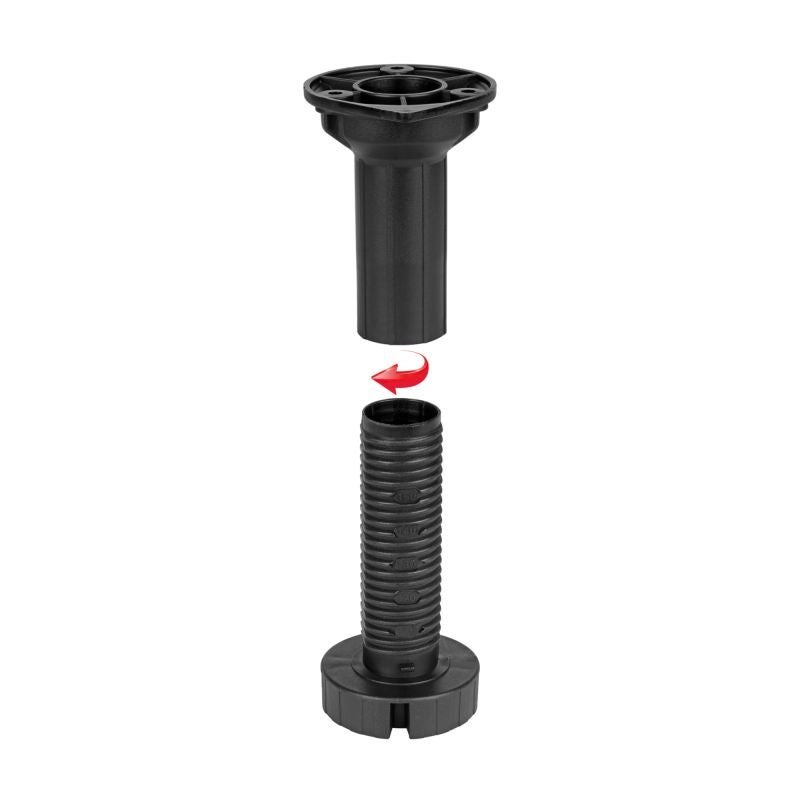 Picior mobila, reglabil, H 96 - 150 mm, plastic, negru mat