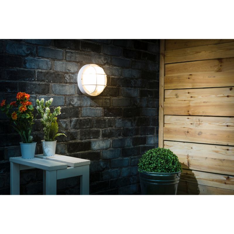 Aplica exterior rotunda, 1 x E27, 60 W, IP44, alb