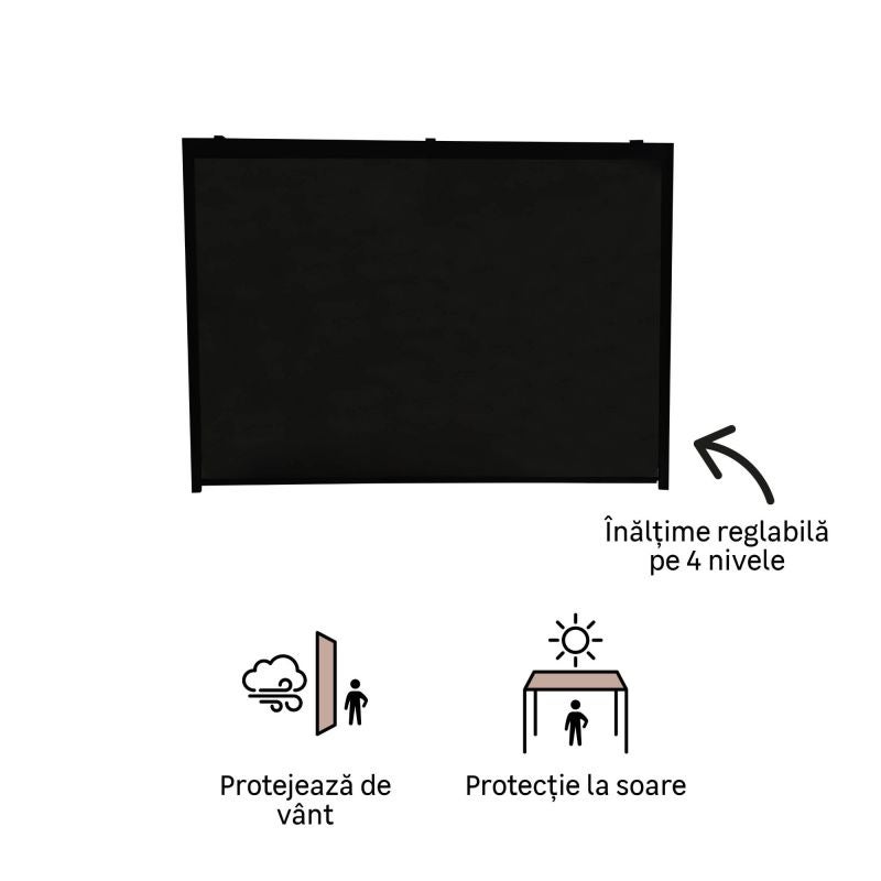 Perdea pergola Naterial Clima, aluminiu/textil, 290 x 10 x 210 cm, negru